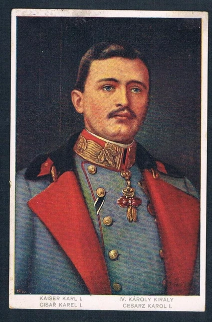 ORIGINALE FOTOKARTE FARB Litho KuK " Kaiser Karl I "mit Orde-Patriotika ...
