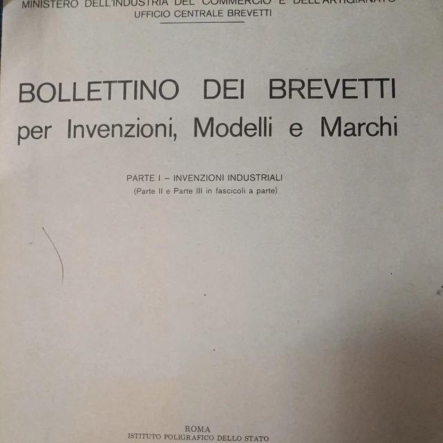 BOLLETTINO DEI BREVETTI per invenzioni modelli e marchi parte prima EUR ...