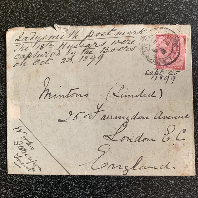 SOUTH AFRICA NATAL 1899 Boer War Cover To England $29.95 - PicClick AU