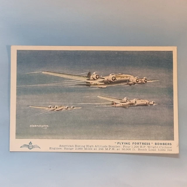 WW2 AIRCRAFT POSTCARD C1940 RAF Boeing Flying Fortress Bomber Art £5.95 ...