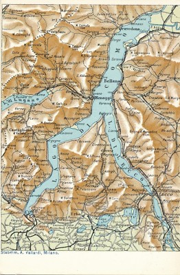 LAGO DI COMO – Lago Di Como Map Postcard Lake Como – Italy - udb £13.48 ...