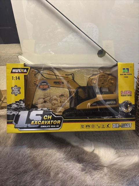 HUI NA TOYS 1550 Die Cast 1:14 15 Ch Excavator Simulate Real Remote ...