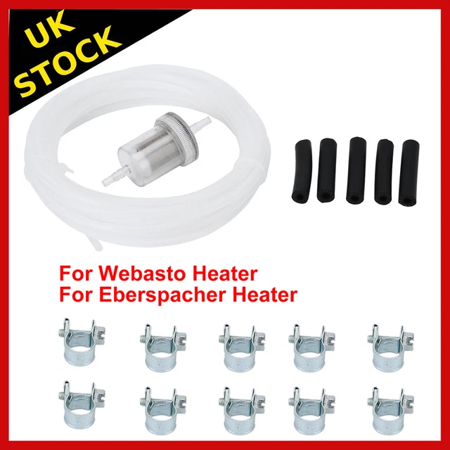 FUEL FILTER RETROFIT Kit with Filter Hose and Clamps white fuel tank ...