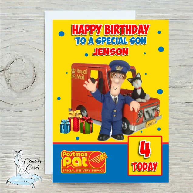 PERSONALISED BIRTHDAY CARD Postman Pat any name/age/relation/occasion ...