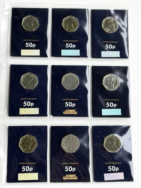 BEATRIX POTTER 50P Coins x9 Brilliant Uncirculated Change Checker ...