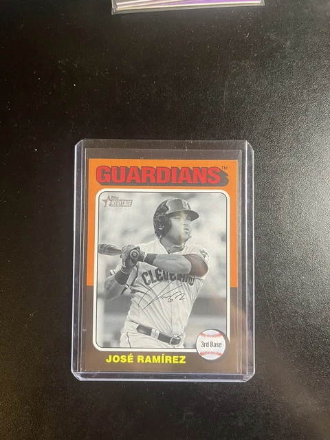 JOSE RAMIREZ 2024 Topps Heritage #183 (SP) BIANCO E NERO Variazione ...