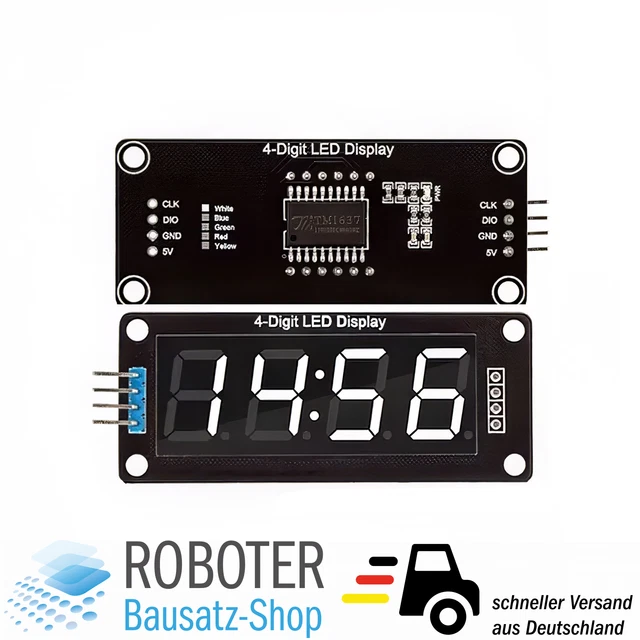 7 Segment Display Modul 4 Stellig Weiss Tm1637 056 Arduino Esp32 0338