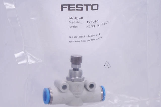 FESTO DROSSEL-RÜCKSCHLAGVENTIL GR-QS-8 193970 Emballage D'Origine, Neuf ...