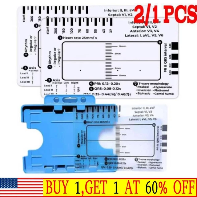 ECG 7 STEP Ruler, ECG Ruler Plastic Ruler Measuring Tool,Portable EKG ...