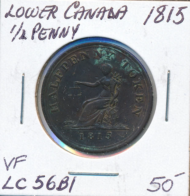 LOWER CANADA HALF Penny 1815 LC56B1 - VF $49.95 - PicClick CA