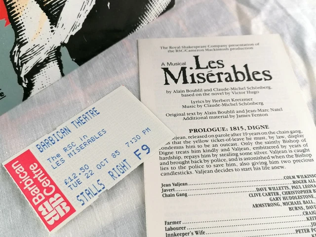 ORIGINAL 1985 LES Miserables Programme - RSC Barbican Theatre, London ...