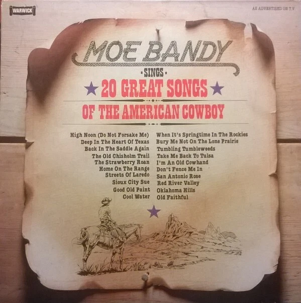 MOE BANDY - Moe Bandy Sings 20 Great Songs Of The American Cowboy (LP ...