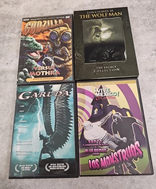 LOT DE 4 DVD d'horreur, GODZILLA, WOLF MAN Legacy Collection, GARUDA ...