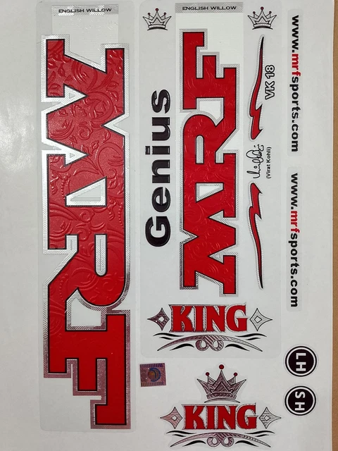 ORIGINAL DIGITAL LATEST 2026 Red Genius KING MRF Cricket Bat Stickers £ ...