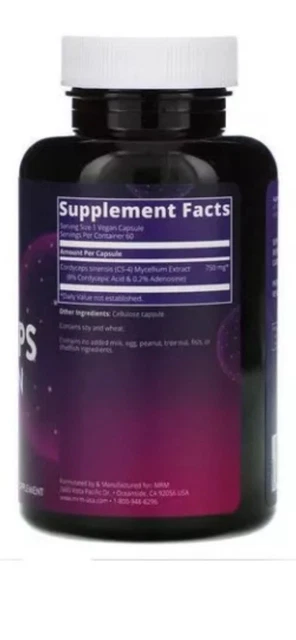 MRM NUTRITION CORDYCEPS CS-4 Strain - 60 VEGAN Capsules, Endurance ...