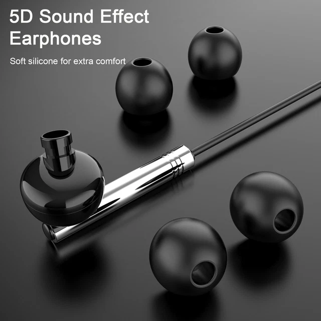 WIRED HEADSET BIO-FIBER Diaphragm Earphones Premium with Mic for Music ...