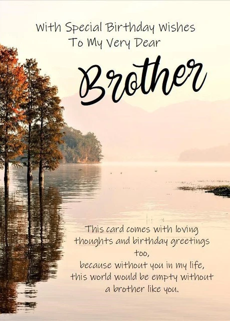 'TO MY DEAR Brother' - A5 Birthday Card for Special Brother Keepsake ...