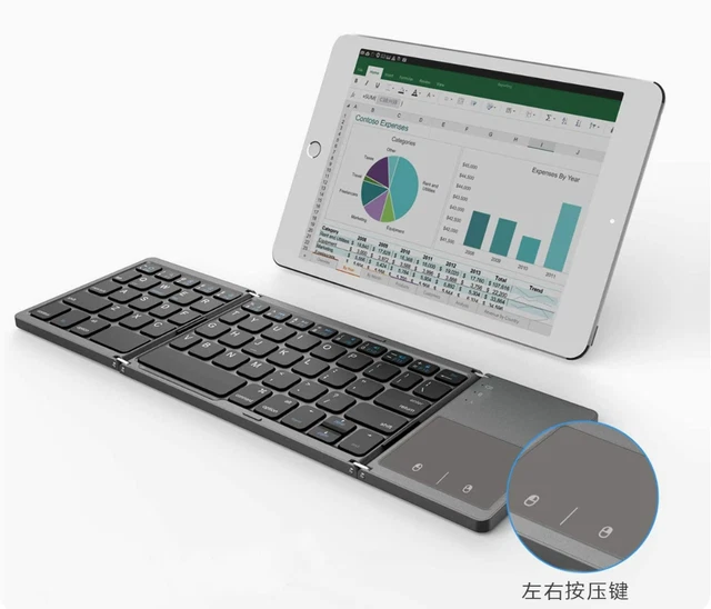 B033 FOLDABLE BLUETOOTH Keyboard with Touchpad, Folding Portable Tra ...