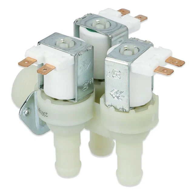 TRIPLE WATER SOLENOID VALVE 3/4" INLET 90° ANGLED THREE 13.5mm OUTLETS ...