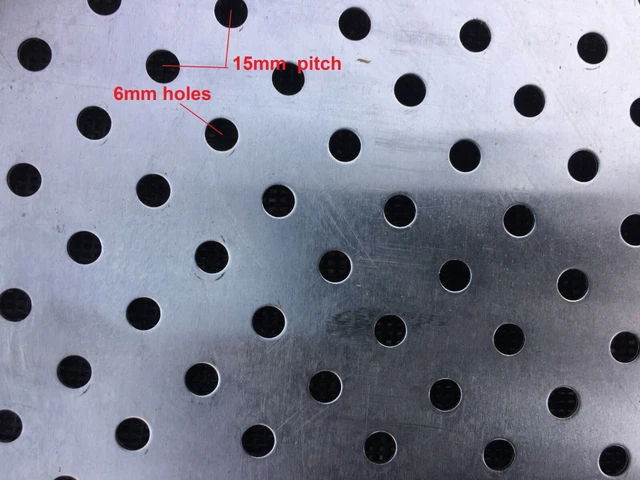 PERFORATED ALUMINUM SHEET 300mm x 500mm *6mm holes 15mm pitch 1.2mm ...