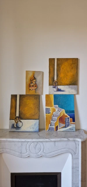 LOT 4 TABLEAUX Orientalisme Signes Du Meme Peintre Petit Prix !!!!! EUR ...