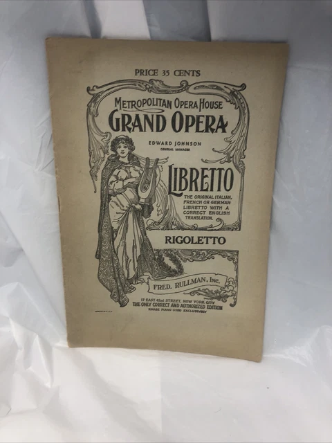 METROPOLITAN OPERA HOUSE Libretto New York Vintage Old Paperback ...