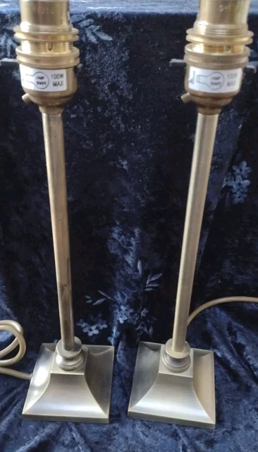 PAIR OF VINTAGE Bhs Brushed Brass Square Based Candlestick Table Lamps ...