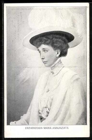 AK ERZHERZOGIN MARIA Annunziata von Österreich mit großem Federhut und ...