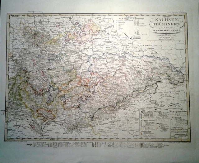 CARTA GEOGRAFICA ANTICA SASSONIA TURINGIA SACHSEN Stieler 1850 Old ...