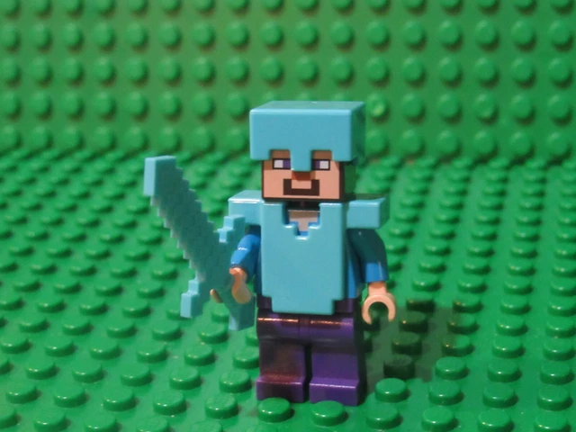 LEGO MINECRAFT STEVE with Diamond Armor helmet + sword 21117 21124 SD65 ...