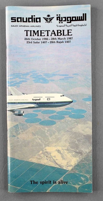 SAUDIA AIRLINE TIMETABLE Winter 1986/87 Saudi Arabian Airlines Schedule ...