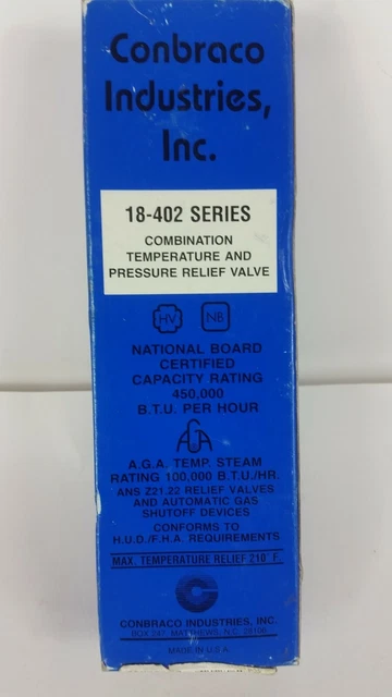 CONBRACO 18-402-29 150 Temperature And Pressure Relief Valve, 3/4 In, 4 ...