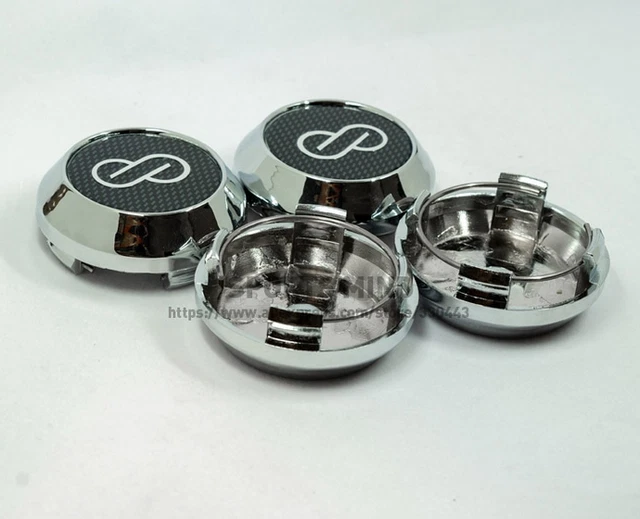 4X64MM ENKEI SILVER Carbon Emblems Wheel Center Hub Caps Rim Caps ...