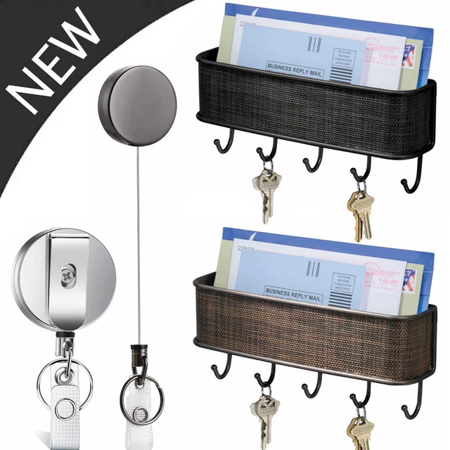 WALL MOUNT KEY Rack Hanger Holder 5 Hook Chain Storage Keys Organizer ...