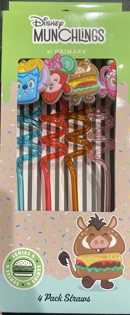 DISNEY MUNCHLINGS STITCH Minnie Pumba Set of 4 Reusable Curly Straws ...