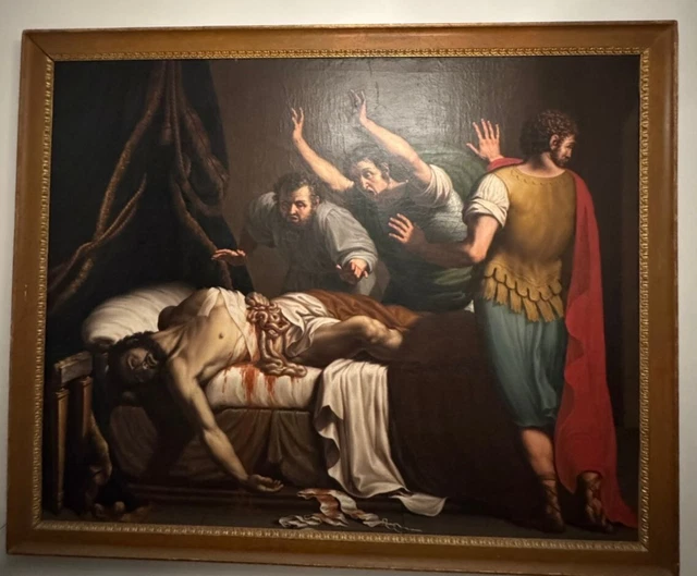 LA MORTE DI CATONE L'UTICENSE quadro olio su tela con cornice XVII ...