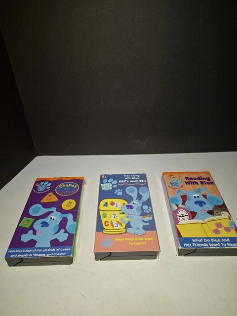 VHS LOT 3 Blue's Clues Reading With Blue ABC And 123 Shapes And Colors ...