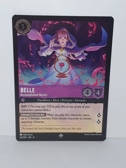 DISNEY LORCANA TCG Belle Accomplished Mystic 36/204 Ursula's Return ...