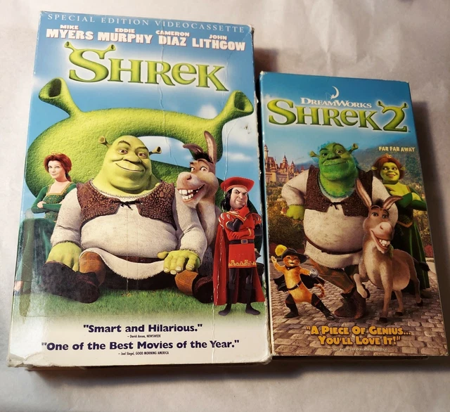 VHS SHREK 1 & 2 Movies Dreamworks Kids Cartoons Tested Plays Great EUR ...