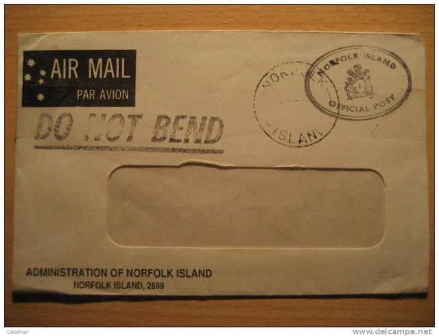 NORFOLK ISLAND OFFICIAL Post Management, Franchise Postal Air Mail ...