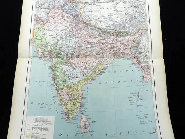 ANTIQUE MAP OF India The Indian Sub Continent Hyderabad Sind FRENCH ...