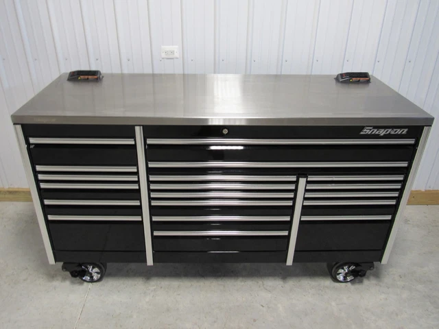 SNAP ON BLACK 84" Epiq Tool Box Toolbox & Stainless Steel USB Power Top ...