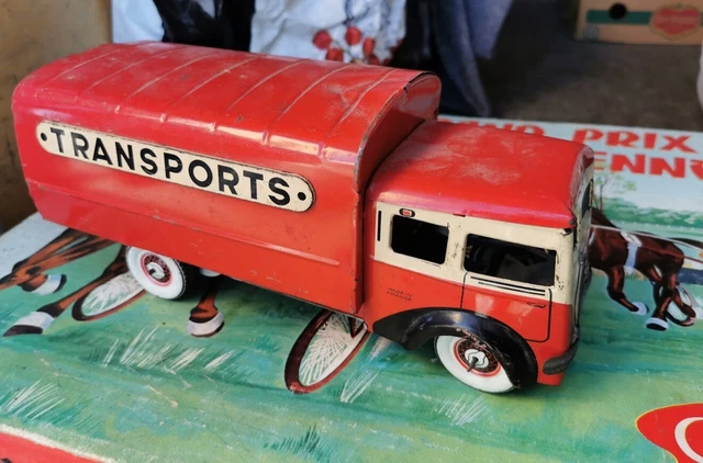 CAMION JOUET EN tole ML Martinan & Larnaude 30cm environ avec clé ...