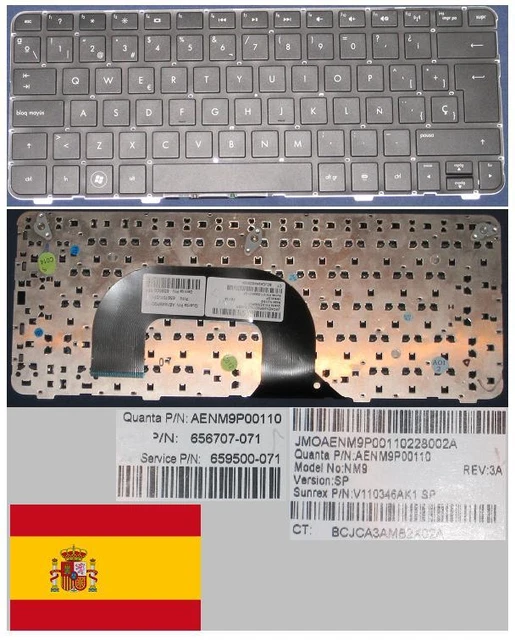 KEYBOARD QWERTY SPANISH HP DM1-3000 V110346AK1 AENM9P00110 656707-071 ...