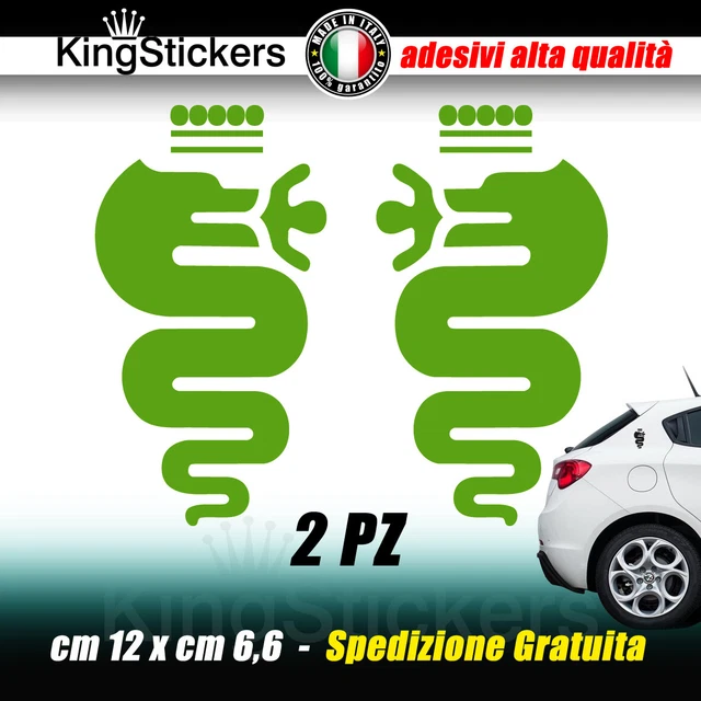 2 ADESIVI BISCIONE ALFA ROMEO sticker VERDE MITO 147 159 STELVIO ...