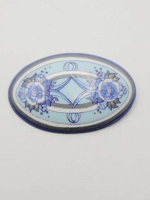 AUTHENTIC 1980'S MICHAELA FREY Art Nouveau Blue Line Flower Enamel Pin ...