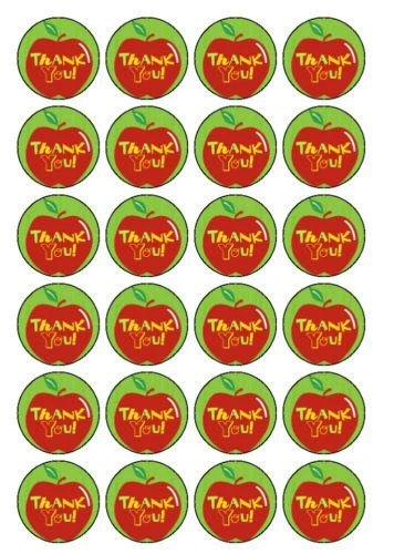 Thank You Teacher Apples Edible Cupcake Toppers Wafer Or Icing X 12 Eur