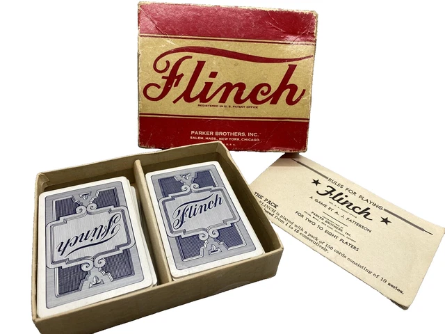 VINTAGE ANTIQUE 1938 Flinch Card Game Complete w/ Instructions Red Box ...