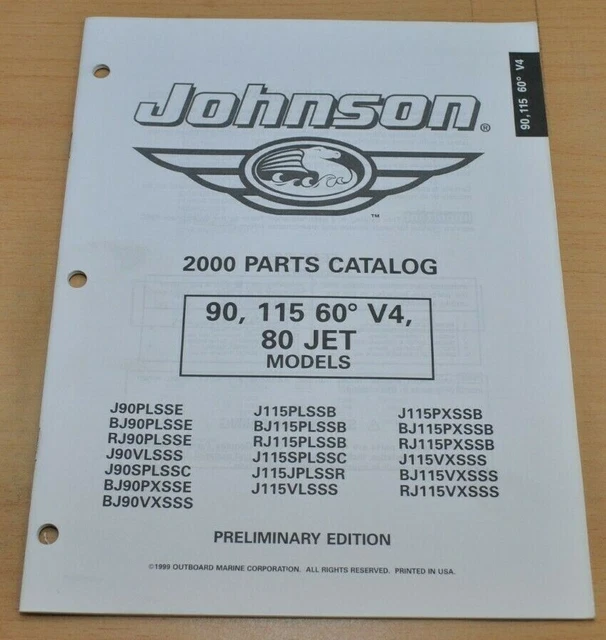 OMC 90 115 60 Models Parts Catalog Johnson Evinrude Bootsmotor Ersatzteilliste EUR 19,90 ...