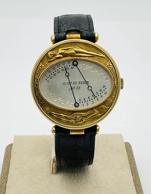 RARE 18K YELLOW Gold Jozef Op de Beeck "Romantic" Double Retrograde ...